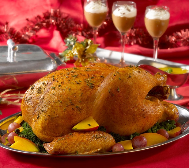 Pavo listo para hornear con salsa de mangos y amaretto - Mr Pavo